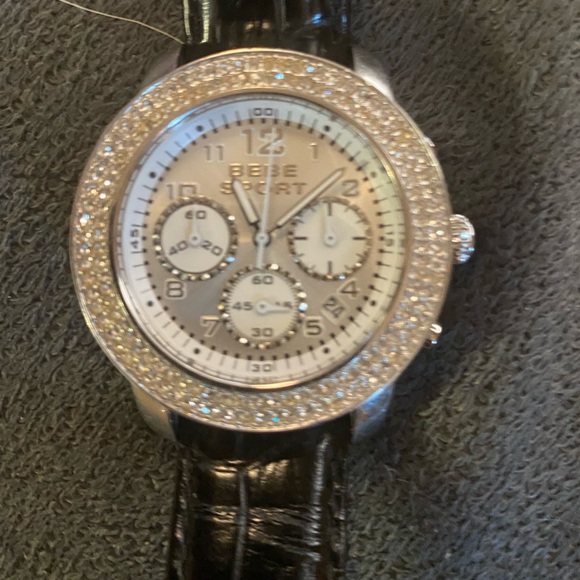 bebe | Accessories | Vintage Bebe Sport Crystal Embellished Watch ...